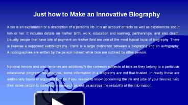 PPT – Just how to Make an Innovative Biography PowerPoint presentation ...