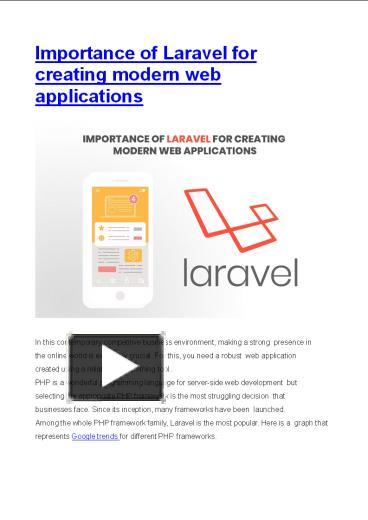 Ppt Importance Of Laravel For Creating Modern Web Applications