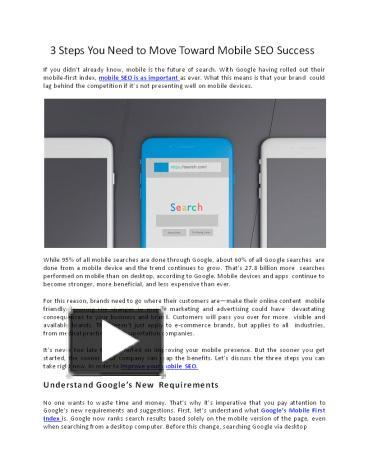3 Steps You Need to Move Toward Mobile SEO Success - KitelyTech presentation | free to download