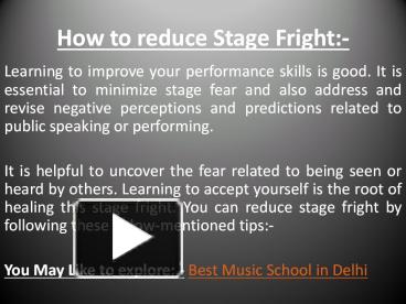 How to reduce Stage Fright presentation | free to download