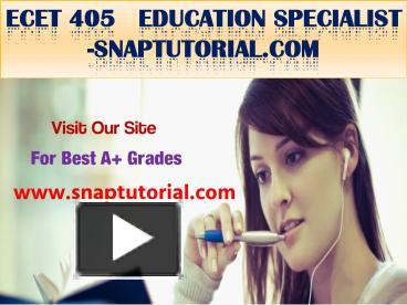 PPT – ECET 405 Education Specialist -snaptutorial.com PowerPoint presentation | free to download ...