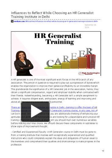 HR Generalist Training Course in Delhi & Noida with Placement presentation | free to download