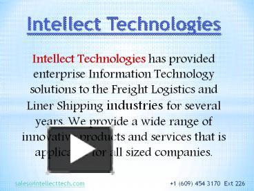 PPT – Shipping Software | Cargo Software | Intellect Technologies PPT PowerPoint presentation ...
