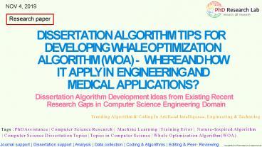 PPT – Dissertation Algorithms Tips For Developing Whale Optimization Algorithms - PhD Assistance ...