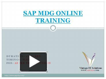 SAP MDG PPT | SAP MDG Training Material presentation | free to download