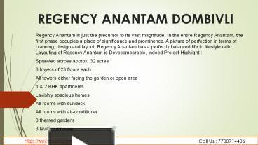 PPT – Regency Anantam in Dombivali East, Mumbai | Price, Location Map, Floor Plan PowerPoint ...