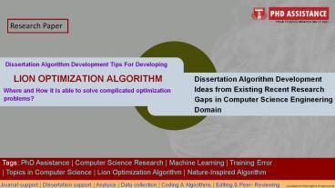 PPT – PhD Dissertation Writing Services - DISSERTATION ALGORITHM DEVELOPMENT TIPS FOR DEVELOPING ...