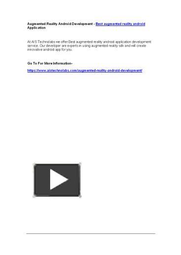 PPT – Augmented Reality Android Development - Best augmented reality android Application ...