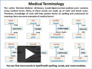 MEDICAL TERMINOLOGY Photo Slideshow | free to download - id: 8f26b7-MjkzY