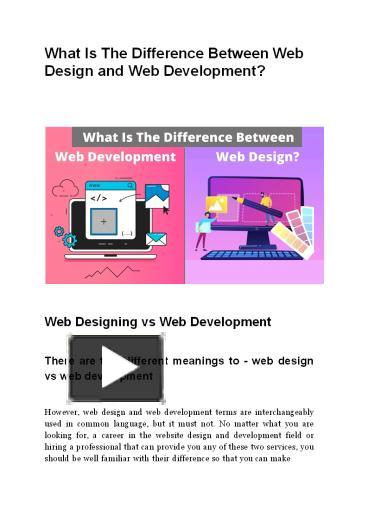 Ppt What Is The Difference Between Web Design And Web Development