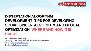 PPT – PhD Dissertation Writing Services Algorithm Development Tips for Social Spider ...