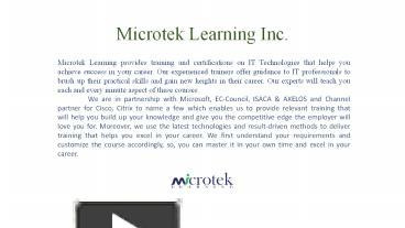 Microtek Learning: Online IT training & certification. presentation | free to download