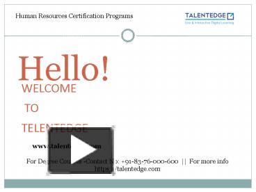 PPT – Human Resources Certificate Program Online PowerPoint presentation | free to download - id ...