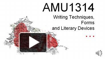 PPT – Introductory Lecture for 2014 Writing Techniques, Forms and ...