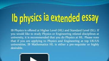 Ib Physics IA Extended Essay Tutor 2020 presentation | free to download