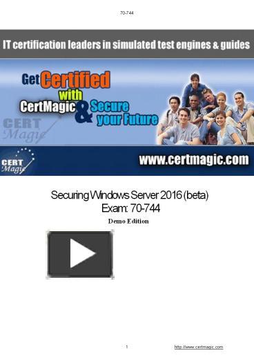 PPT – Microsoft Securing Windows Server 2016 Exam 70-744 Pass Guarantee PowerPoint presentation ...