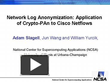 Network Log Anonymization: Application of CryptoPAn to Cisco Netflows presentation | free to ...