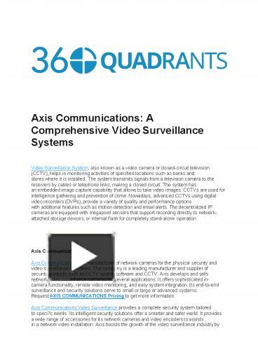 Axis Communications: A Comprehensive Video Surveillance Systems presentation | free to download