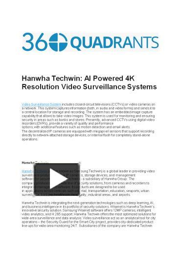 Hanwha Techwin: AI Powered 4K Resolution Video Surveillance Systems presentation | free to download