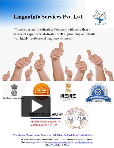 Language Translation Company In Delhi NCR, India Worldwide |Linguainfo presentation | free to ...