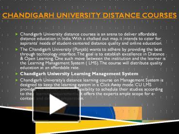 Chandigarh University Distance Courses presentation | free to download