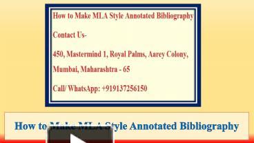 PPT – How to Make MLA Style Annotated Bibliography PowerPoint ...