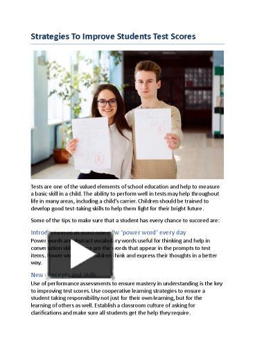 Strategies to Improve Students Test Scores presentation | free to download