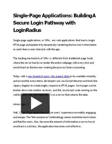 PPT – Single-Page Applications: Building A Secure Login Pathway PowerPoint presentation | free ...