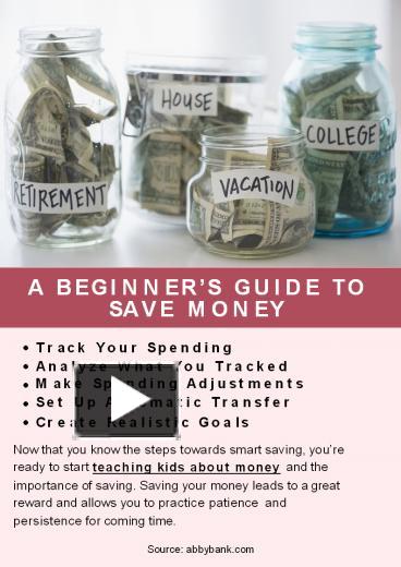 PPT – A BEGINNER’S GUIDE TO SAVING MONEY PowerPoint presentation | free ...