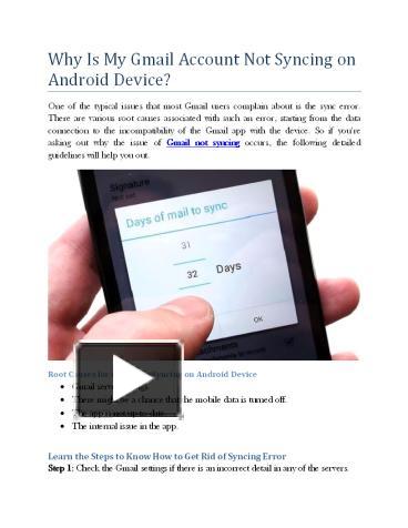 Why Is My Gmail Account Not Syncing on Android Device? presentation | free to download