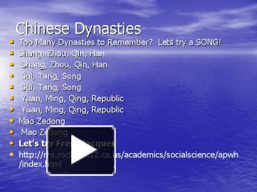 Chinese Dynasties presentation | free to view