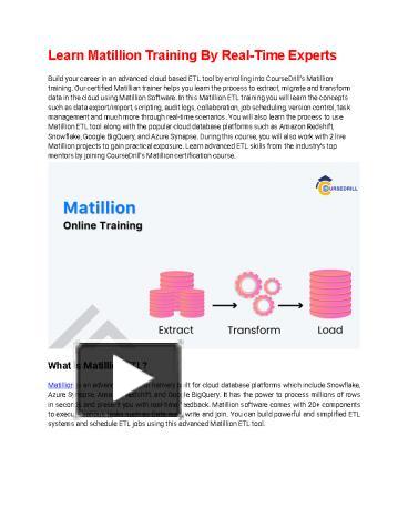 Looking for Matillion Training! presentation | free to download