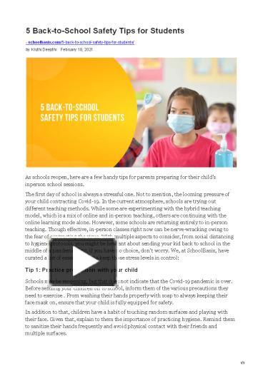 5 Back-to-School Safety Tips for Students presentation | free to download