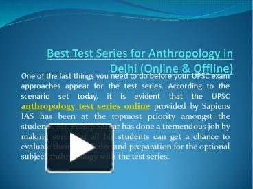 PPT – Anthropology test series online PowerPoint presentation | free to ...