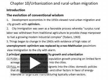PPT – Chapter 10Urbanization and ruralurban migration PowerPoint presentation | free to view ...