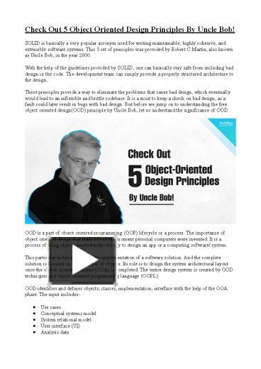 Ppt Check Out 5 Object Oriented Design Principles By Uncle Bob Powerpoint Presentation Free