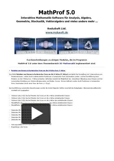 PPT – 3D-Mathematik - MathProf 5.0 PowerPoint presentation | free to download - id: 92abfa-MmIzO