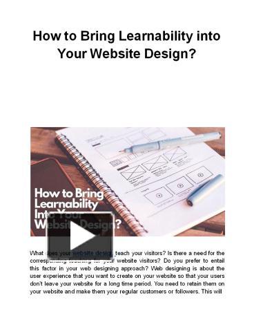 How to Bring Learnability into Your Website Design? presentation | free to download