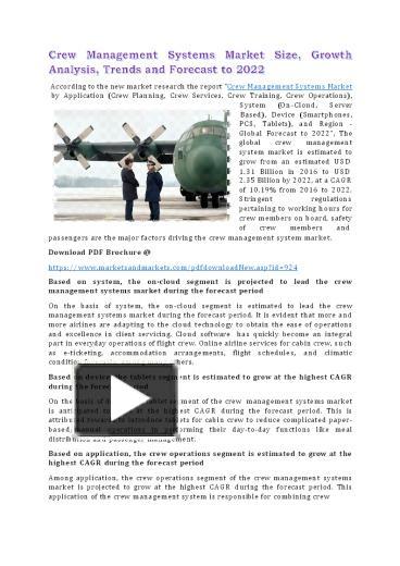 Crew Management Systems Market Size, Growth Analysis, Trends and Forecast to 2022 presentation ...