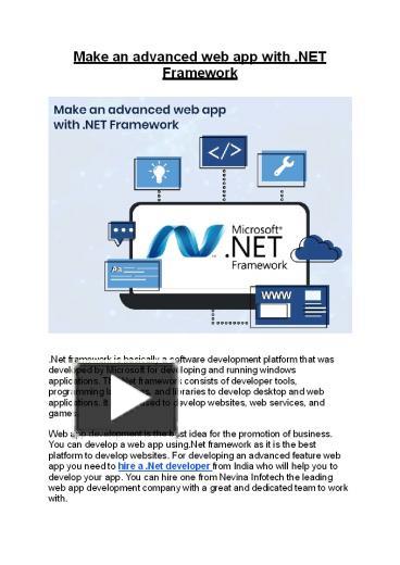 Make An Advanced Web App With Net Framework Presentation Free To Download