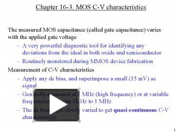 Chapter 163. MOS CV characteristics presentation | free to view