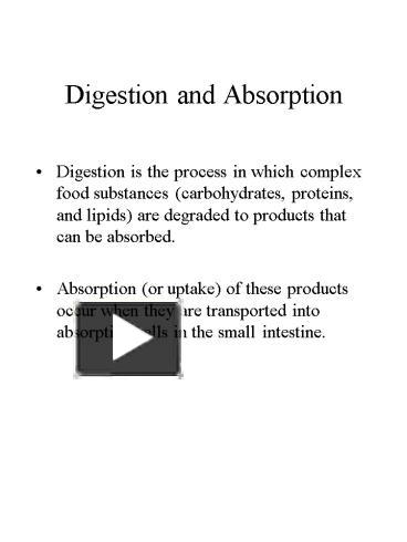 Digestion and Absorption presentation | free to view