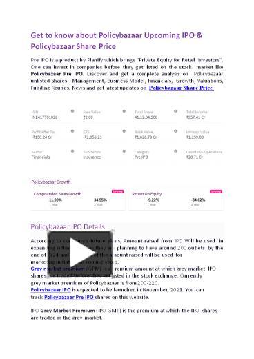 PPT – Find out and Get to know Policybazaar Share Price PowerPoint presentation | free to ...