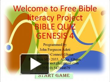 BIBLE QUIZ GAME - GENESIS 4 presentation | free to download