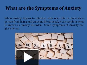 What are the Symptoms of Anxiety presentation | free to download
