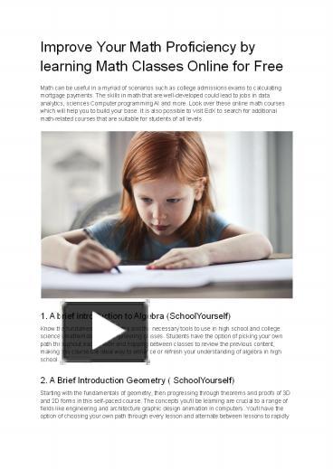 PPT – Increase Your Skills by Taking 9 Math Classes Online for Free ...