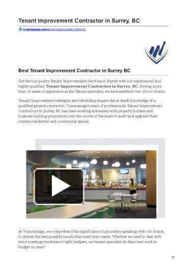 PPT – Surrey BC Tenant Improvements | Vcan Manage PowerPoint presentation | free to download ...