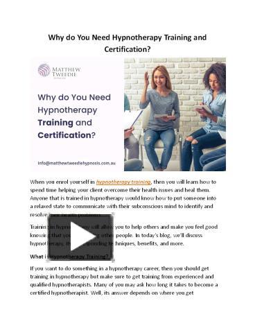 Why do You Need Hypnotherapy Training and Certification? presentation | free to download