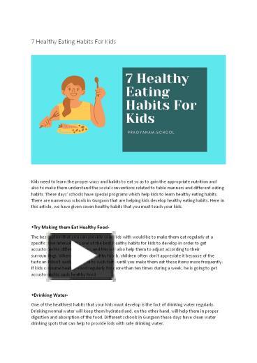 7 Healthy Eating Habits For Kids presentation | free to download