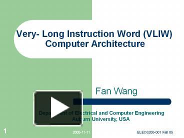 Very- Long Instruction Word (VLIW) Computer Architecture presentation | free to download